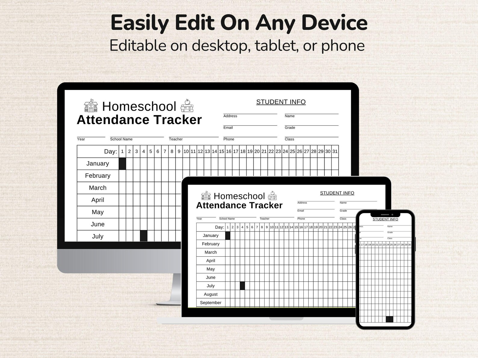 Homeschool Attendance Tracker, Homeschool Planner, Home School ...