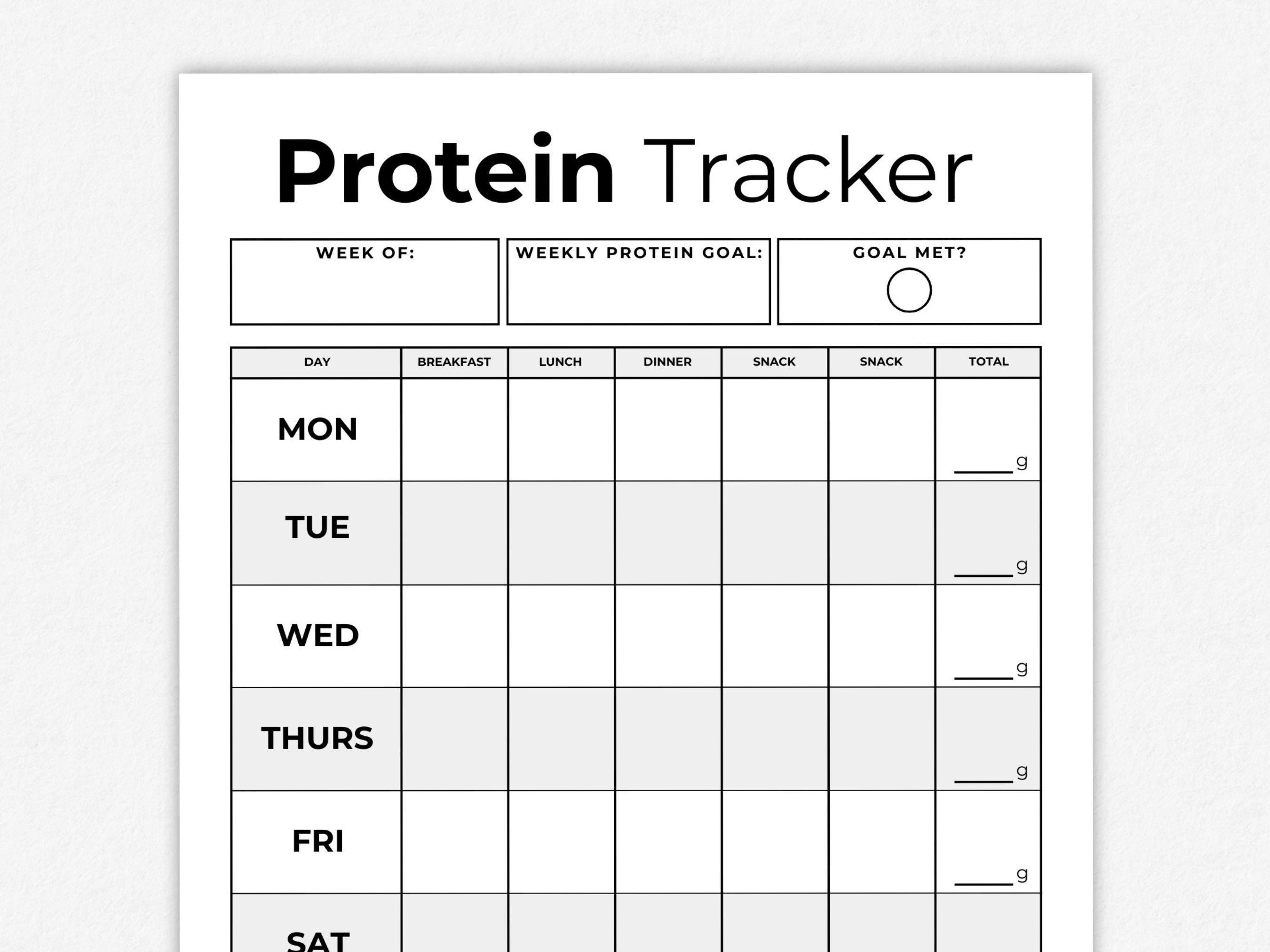 Protein Tracker, Protein Chart, High Protein Food Chart, Weekly Meal ...