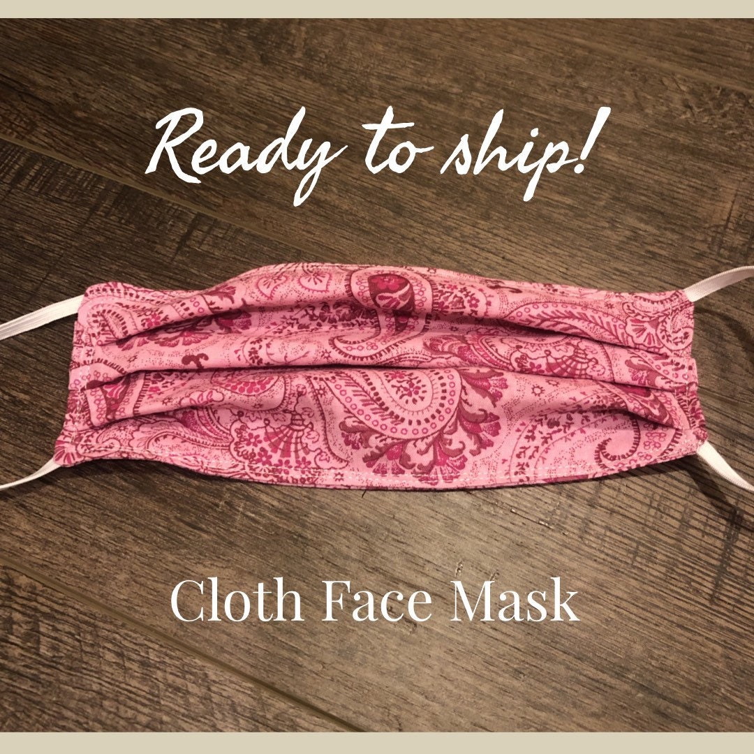 Pink Paisley Print Cloth Face Mask | Washable | 2 Layers | Reusable ...