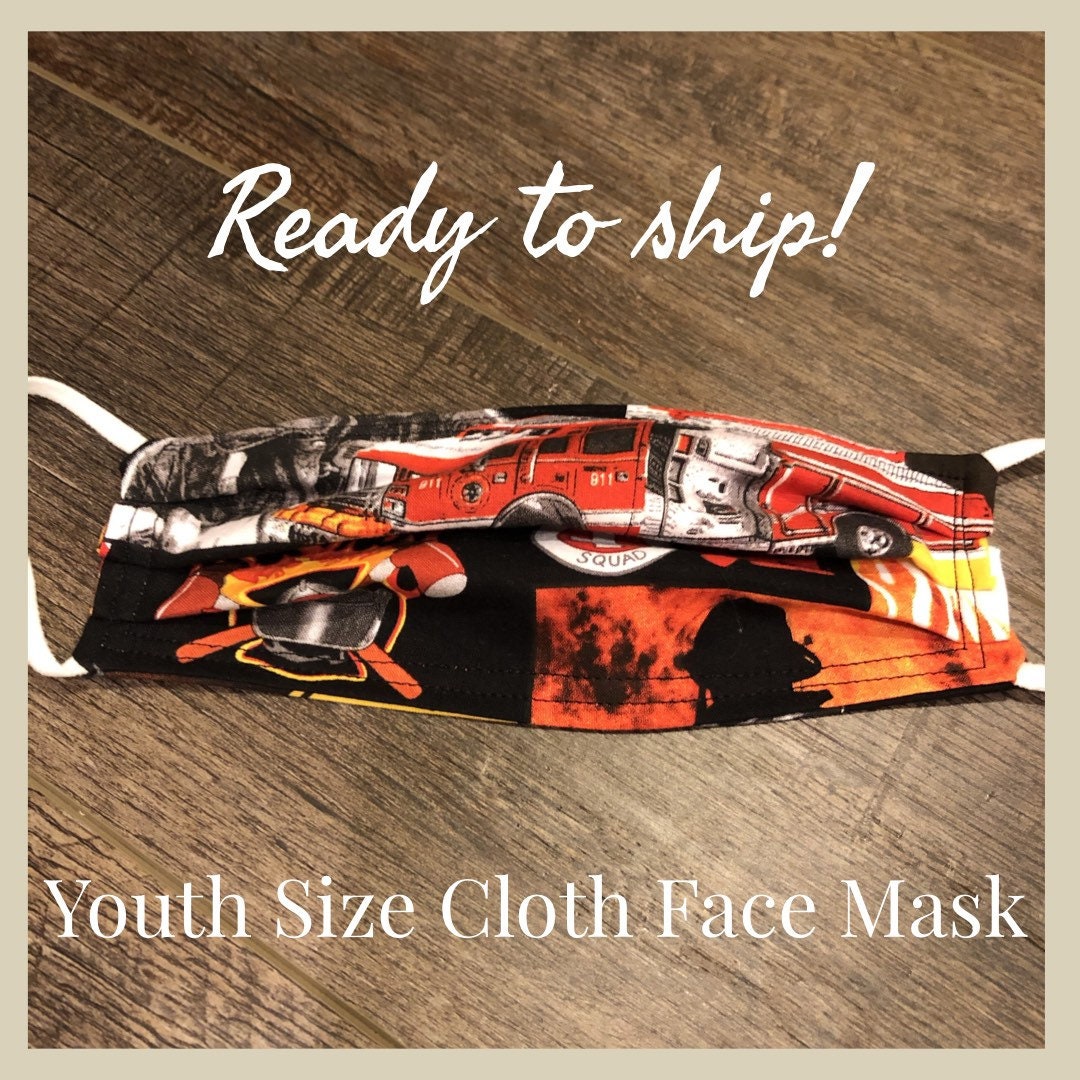 Youth Firefighter Face Mask: Reversible Cotton Cloth, 2-layer - Etsy