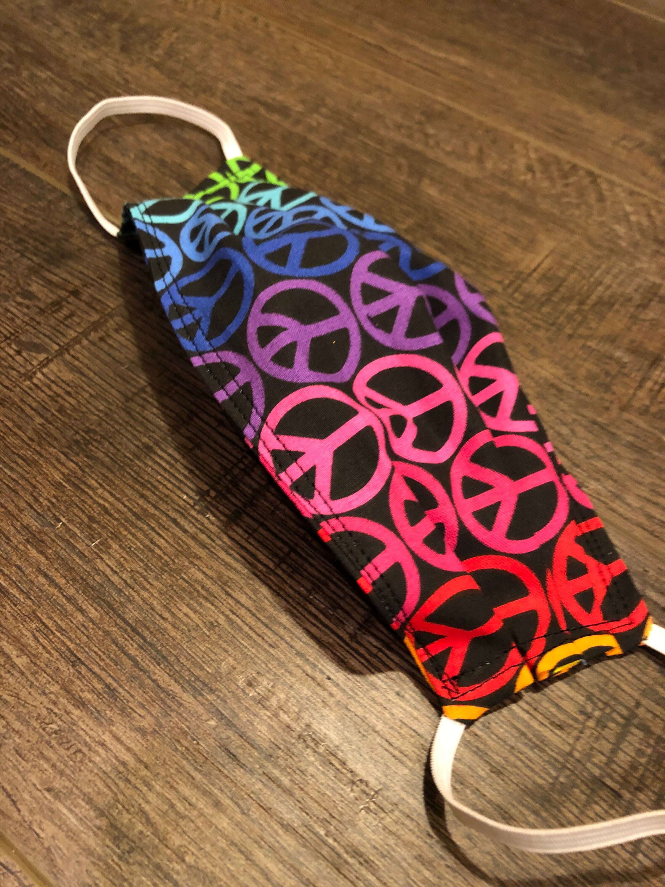 Rainbow Peace Print Cloth Face Mask | Washable | 2 Layers | Reusable ...