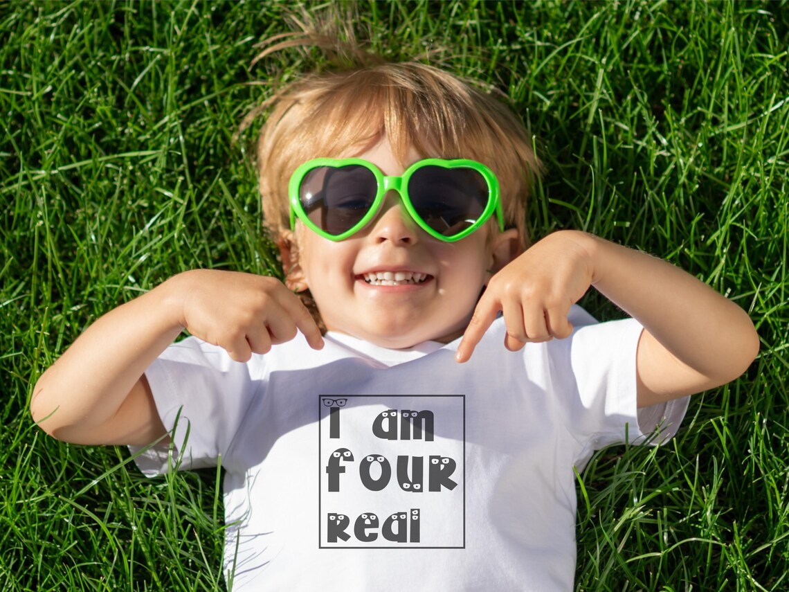 I Am Four Real 4th Birthday Shirt, Cute Toddler Tee, Customizable Gift ...