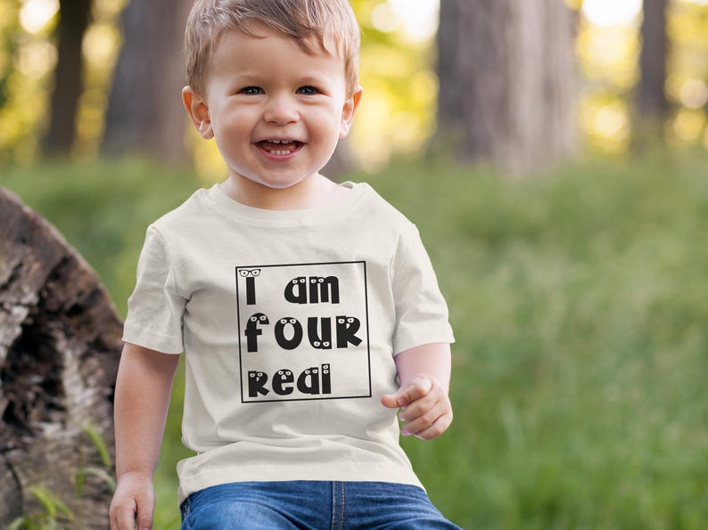 I Am Four Real 4th Birthday Shirt, Cute Toddler Tee, Customizable Gift ...