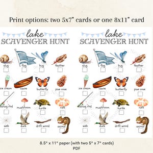 Printable Lake Scavenger Hunt for Kids, Camping Squad Game, Lake House ...