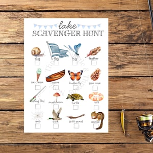 Printable Lake Scavenger Hunt for Kids, Camping Squad Game, Lake House ...