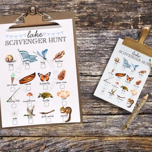 Printable Lake Scavenger Hunt for Kids, Camping Squad Game, Lake House ...