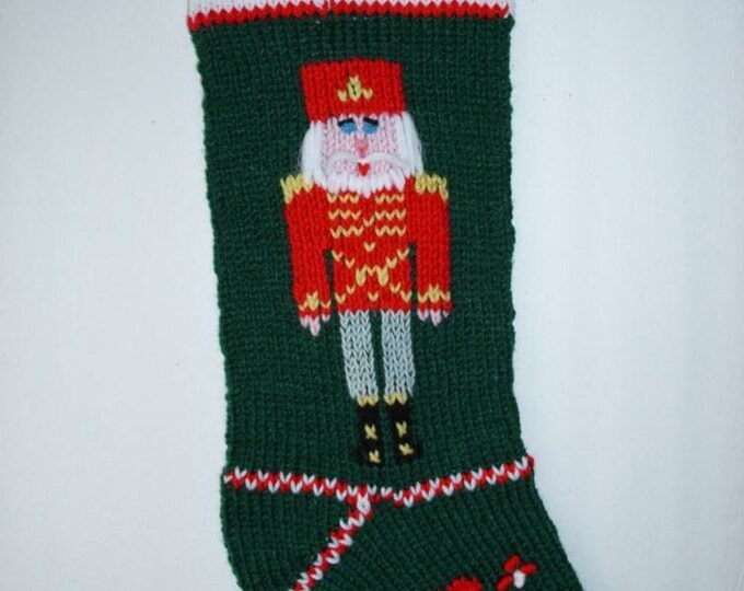 Christmas Stocking Hand Knit Personalize. Nutcracker Motif. Ready to ...
