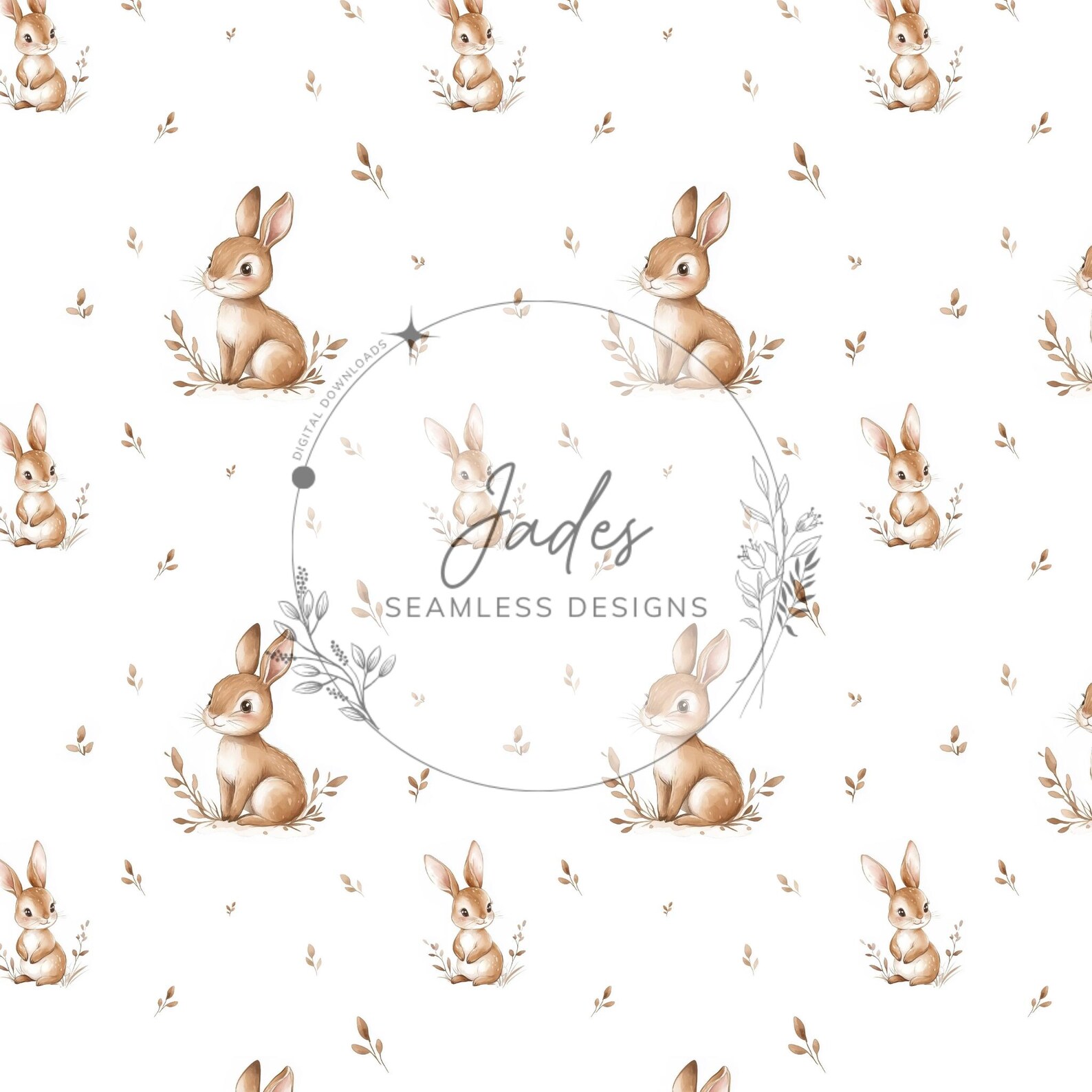 Watercolour Cute Little Bunny Seamless Pattern, Digital Art, Baby and ...