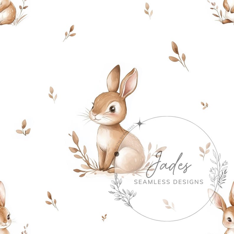 Watercolour Cute Little Bunny Seamless Pattern, Digital Art, Baby and ...