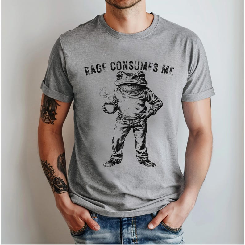 Vintage Frog 'rage Consumes Me' Shirt, Sarcastic Humor Frog Meme Shirt ...