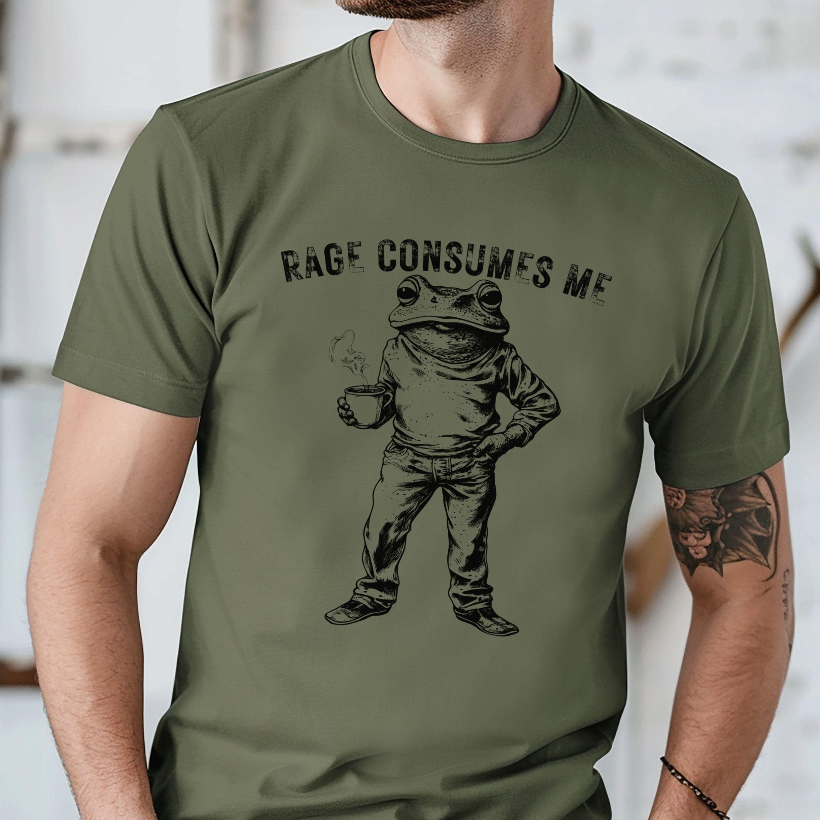 Vintage Frog 'rage Consumes Me' Shirt, Sarcastic Humor Frog Meme Shirt ...