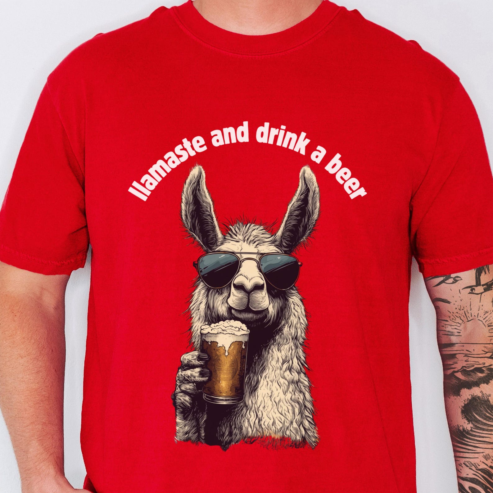 Llamaste and Drink a Beer Shirt, Funny Llama, Good Vibes Tee, Funny ...