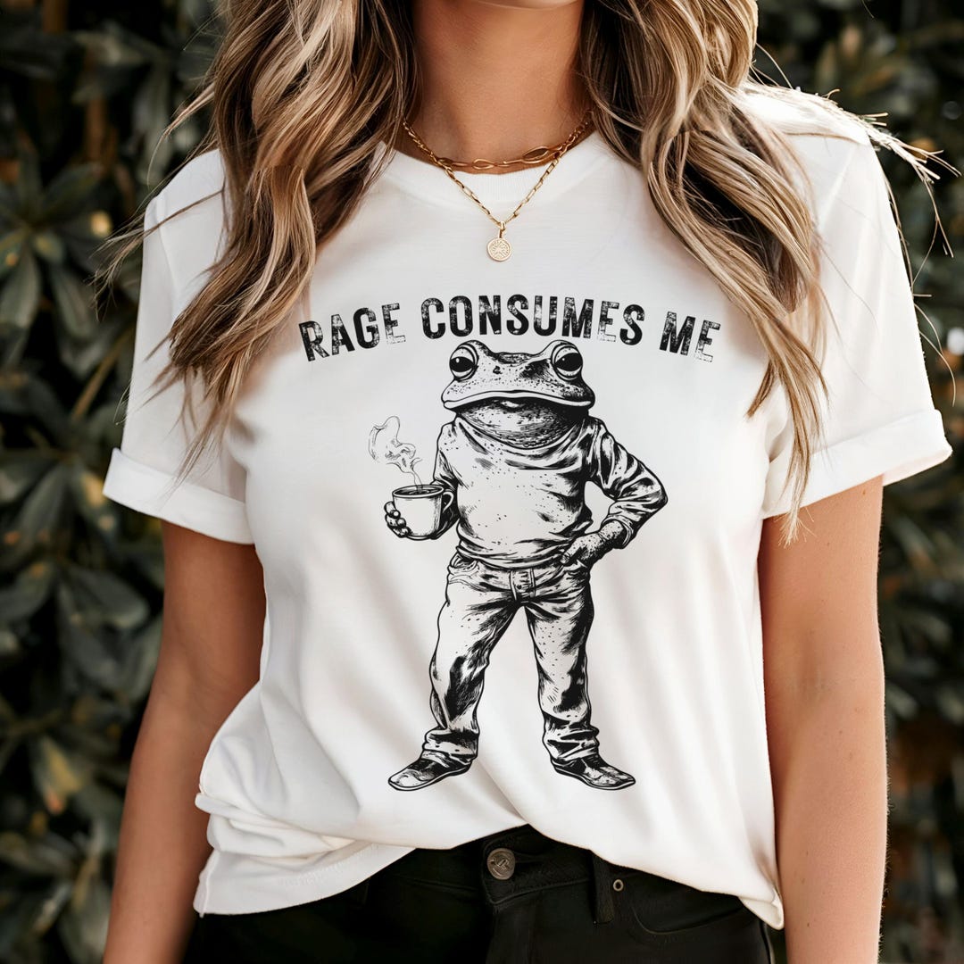Vintage Frog 'rage Consumes Me' Shirt, Sarcastic Humor Frog Meme Shirt ...
