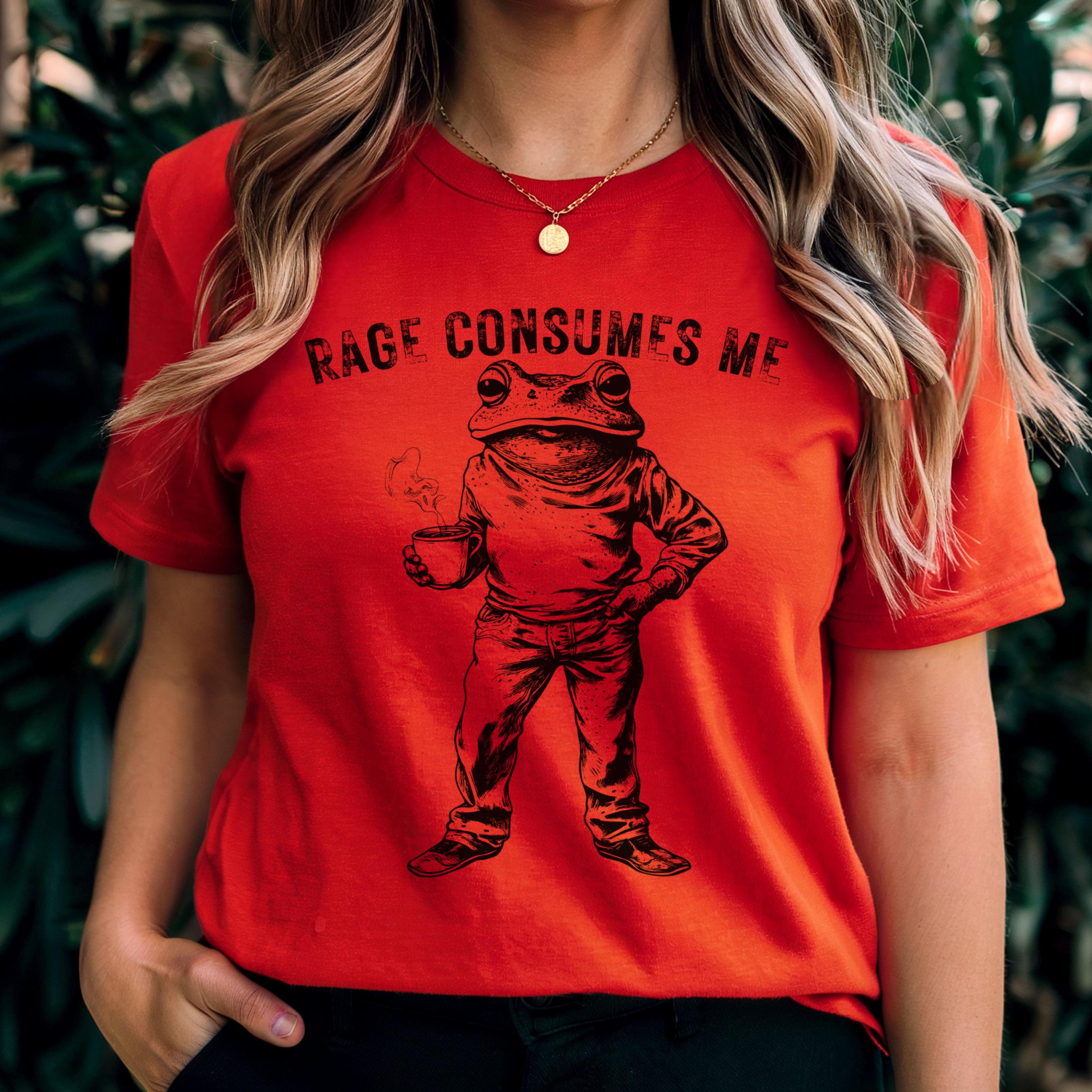 Vintage Frog 'rage Consumes Me' Shirt, Sarcastic Humor Frog Meme Shirt ...