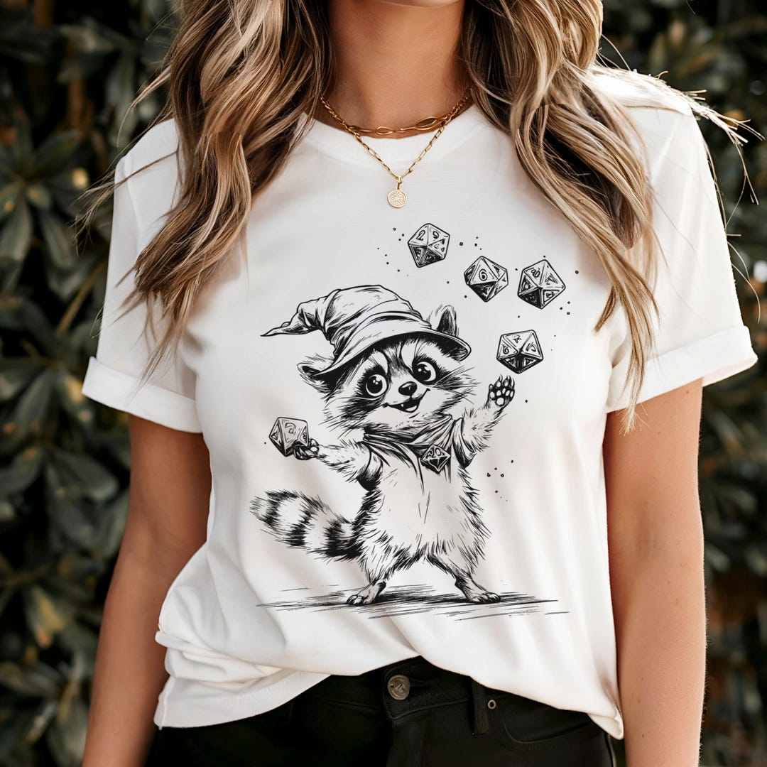 Raccoon Rolling D20 Shirt, Fantasy Tabletop Role-playing Game ...