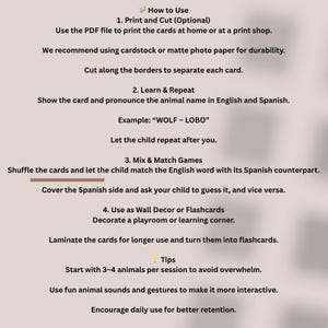 Bilingual Safari Animal Flashcards for Kids, English & Spanish Learning ...