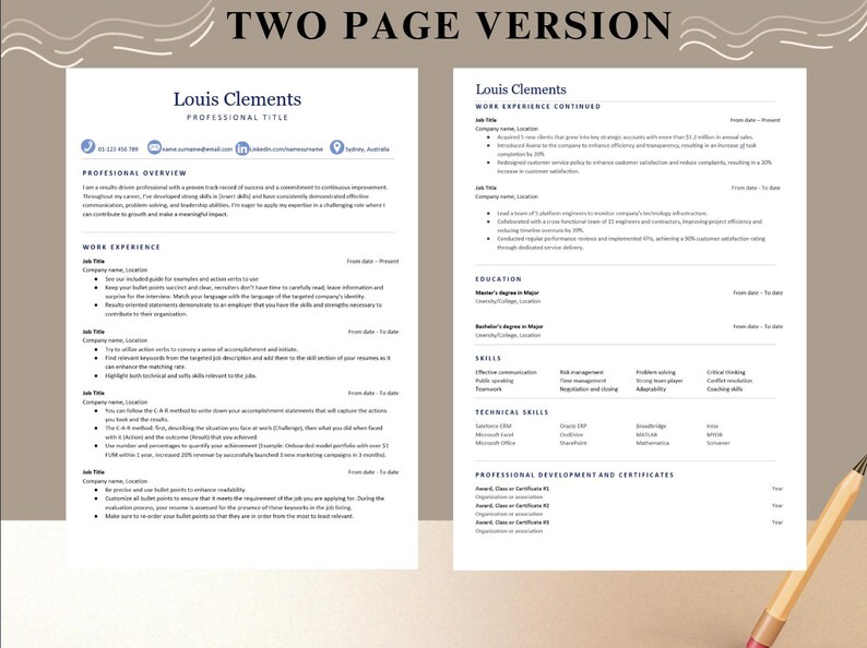 ATS Friendly Resume Template for Google Docs, Word and Pages ...