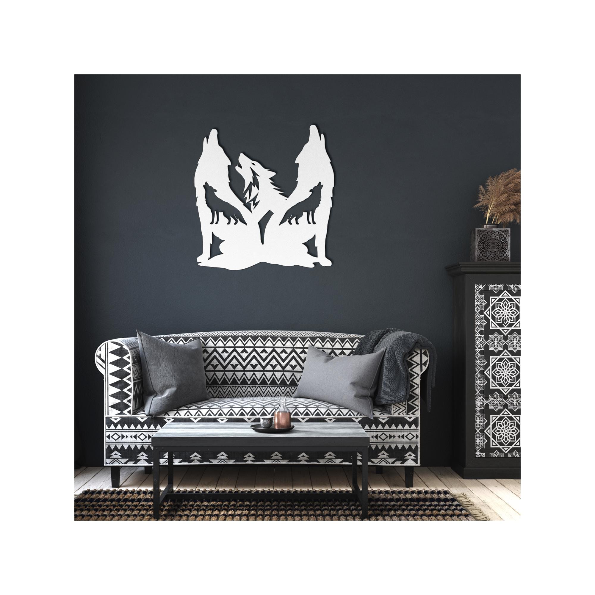 Howling Wolf, Howling Wolves Metal Art, Wildlife Metal Art, Rustic Wolf ...