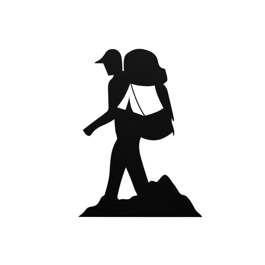 This "tent Hiking" Metal Wall Art Sign Depicts a Backpacker Hiking With ...