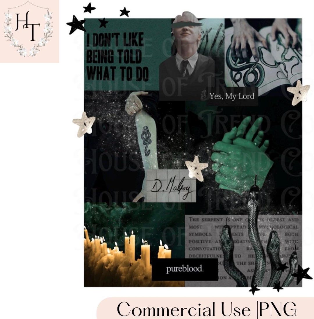 Draco Collage Design Dracotok PNG Trendy PNG Slytherin Sublimation ...