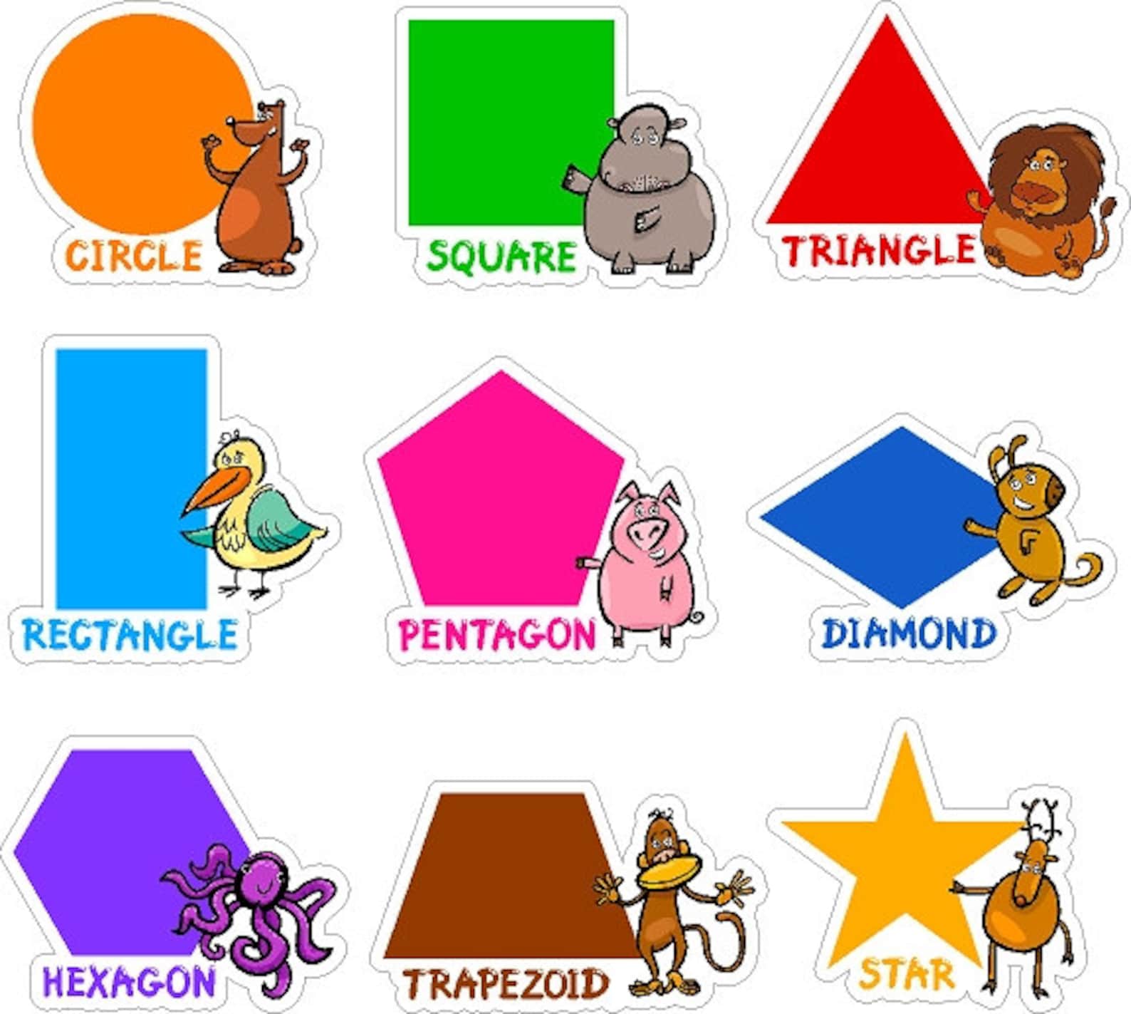 Colorful Shape Learning Stickers Removable/repositionable | Etsy