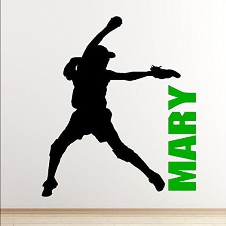 Personalized Girl Softball Pitcher Wall Decal Removable | Etsy