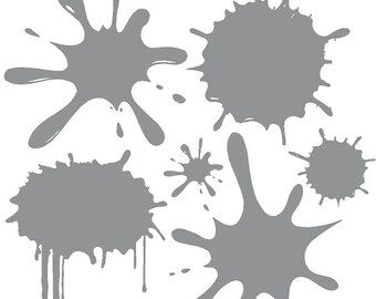 Paint Splatter Fabric Wall Decals Set of 7 Ink Splotch Wall - Etsy