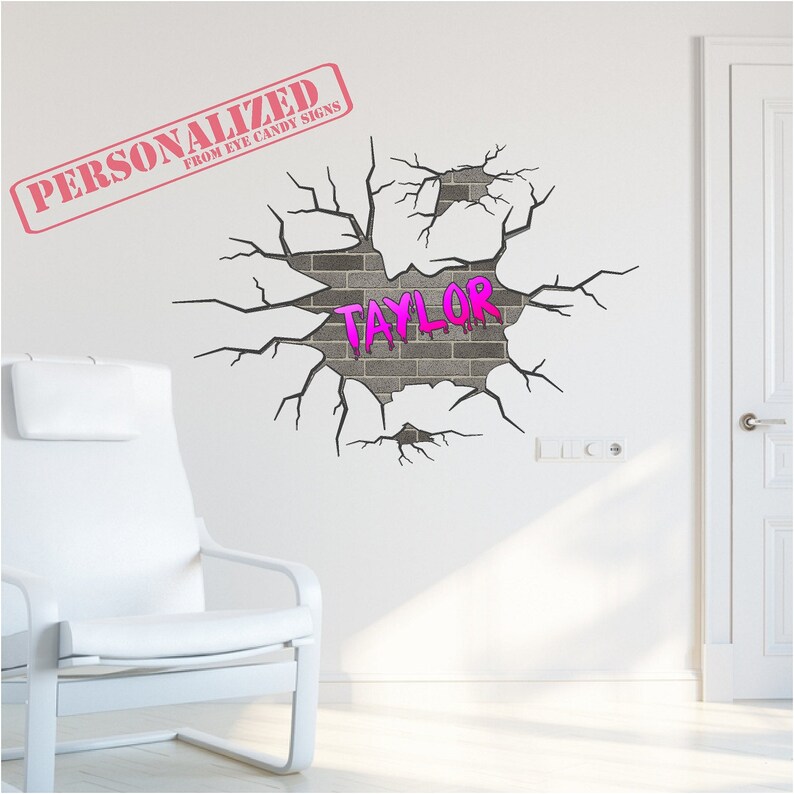 Personalized Busted Brick Wall Decal Full Color Printed Wall | Etsy