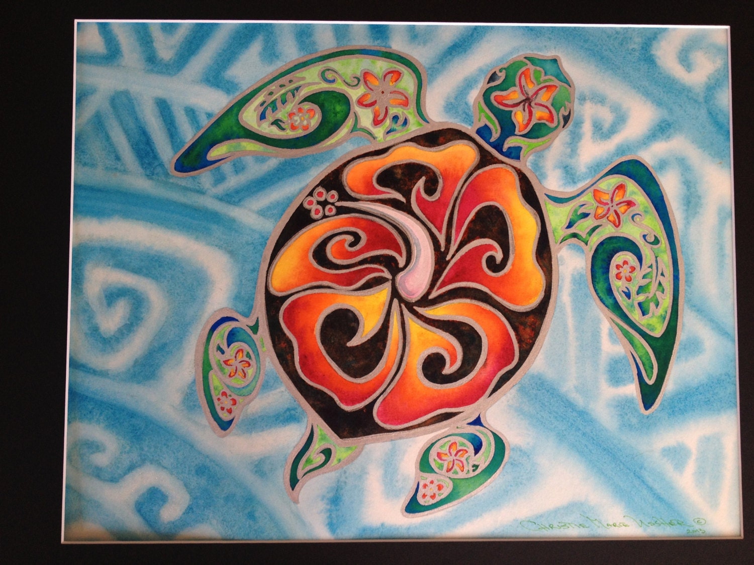 Nani Honu, Original Tropical Sea Turtle Art - Honu- Tortuga - Large ...