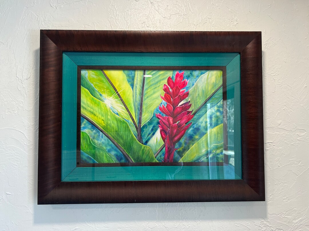 Original Watercolor Painting Signed and Framed “tropical Flame ...