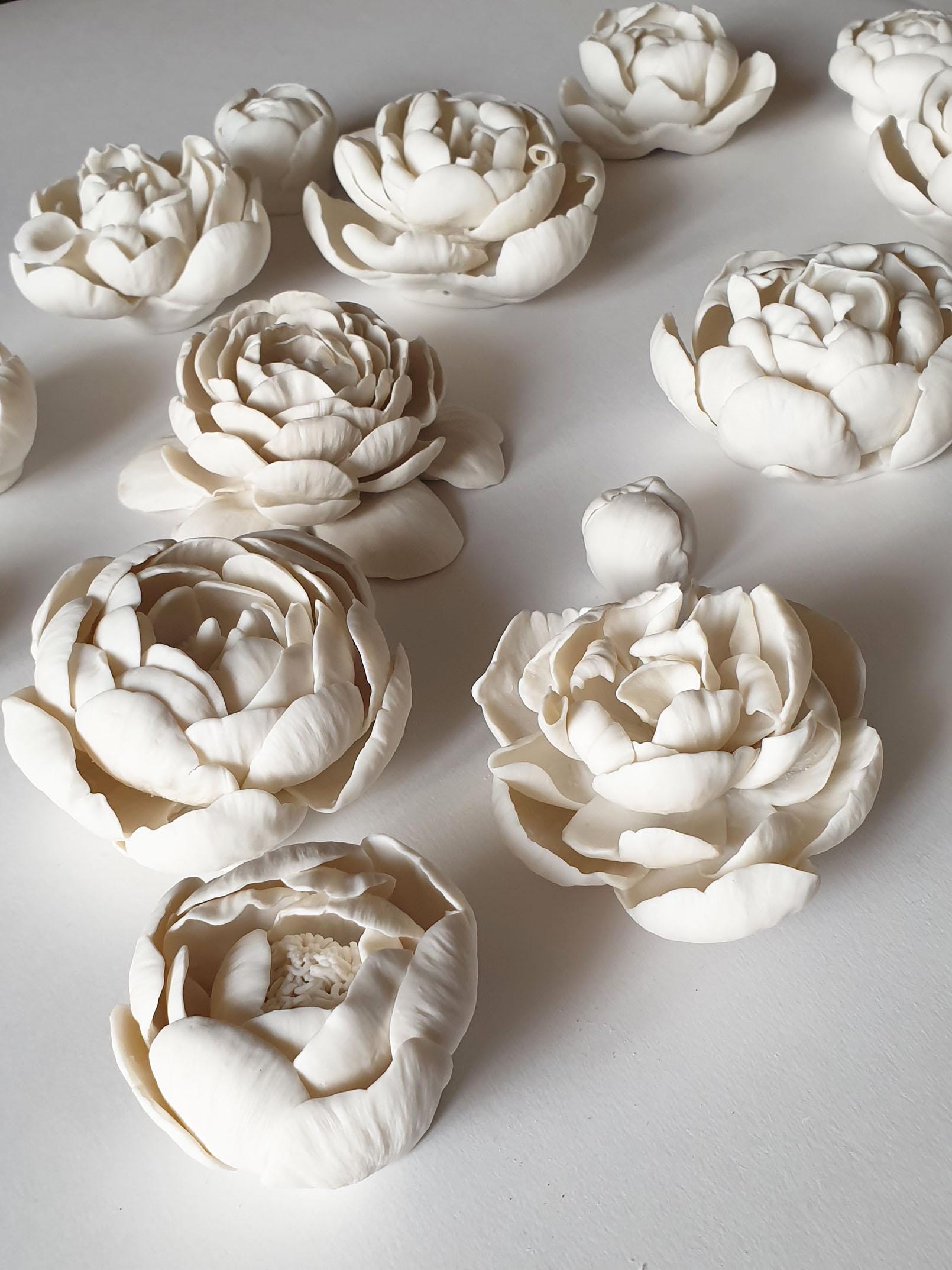 Porcelain Flowers, Wall Art Set Décor, Porcelain Wall Décor, Porcelain ...