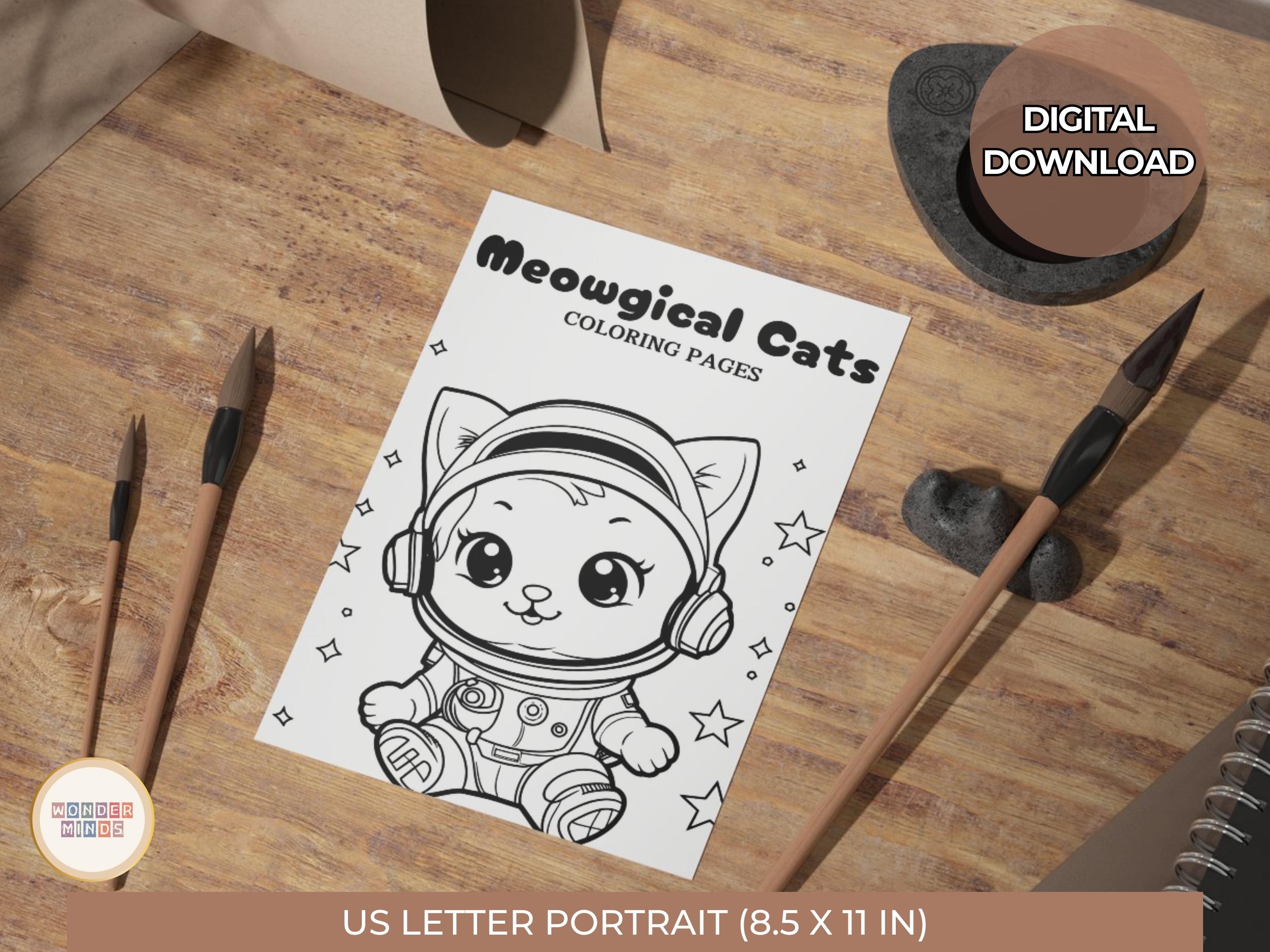 16 Cute Cat Theme Coloring Pages for Kids, Cat Coloring Pages, Coloring ...