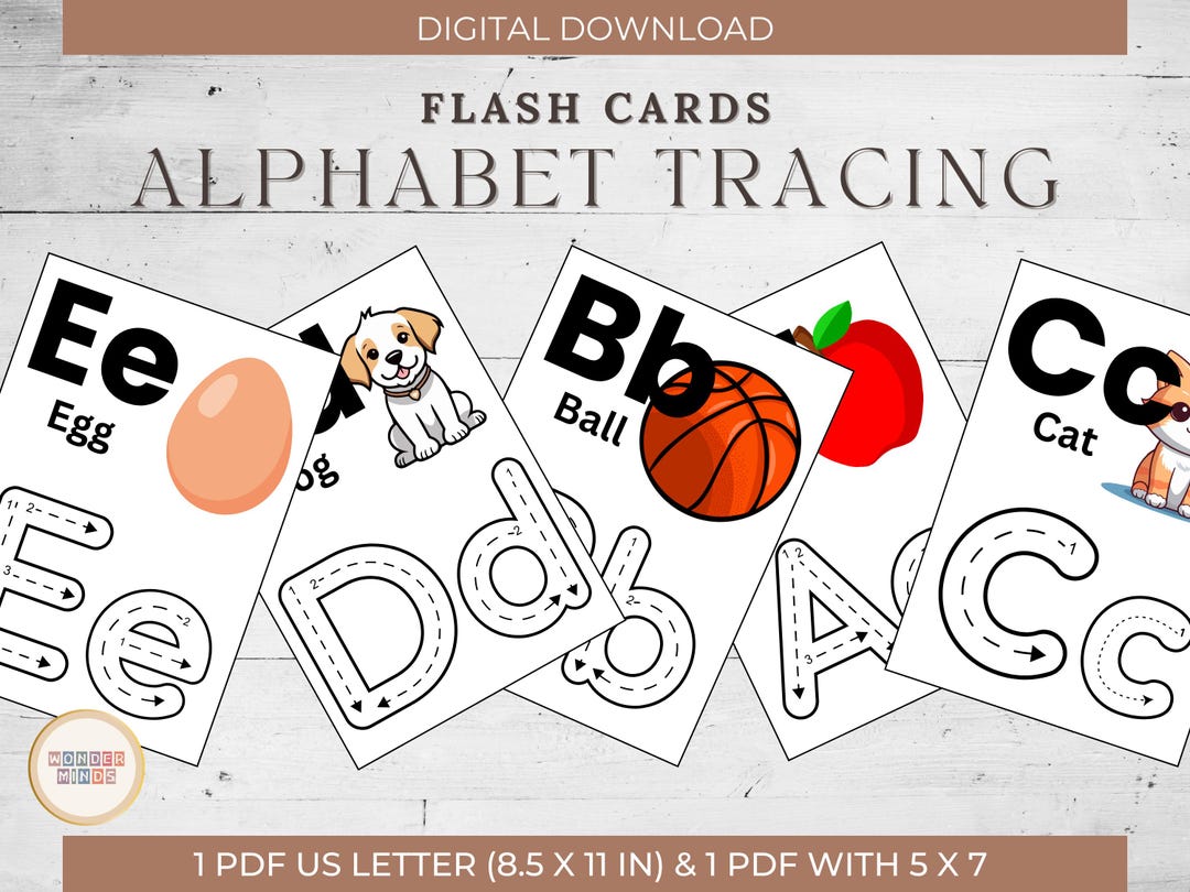 Alphabet Tracing Flash Cards for Kids, Alphabet Flash Cards, Tracing ...