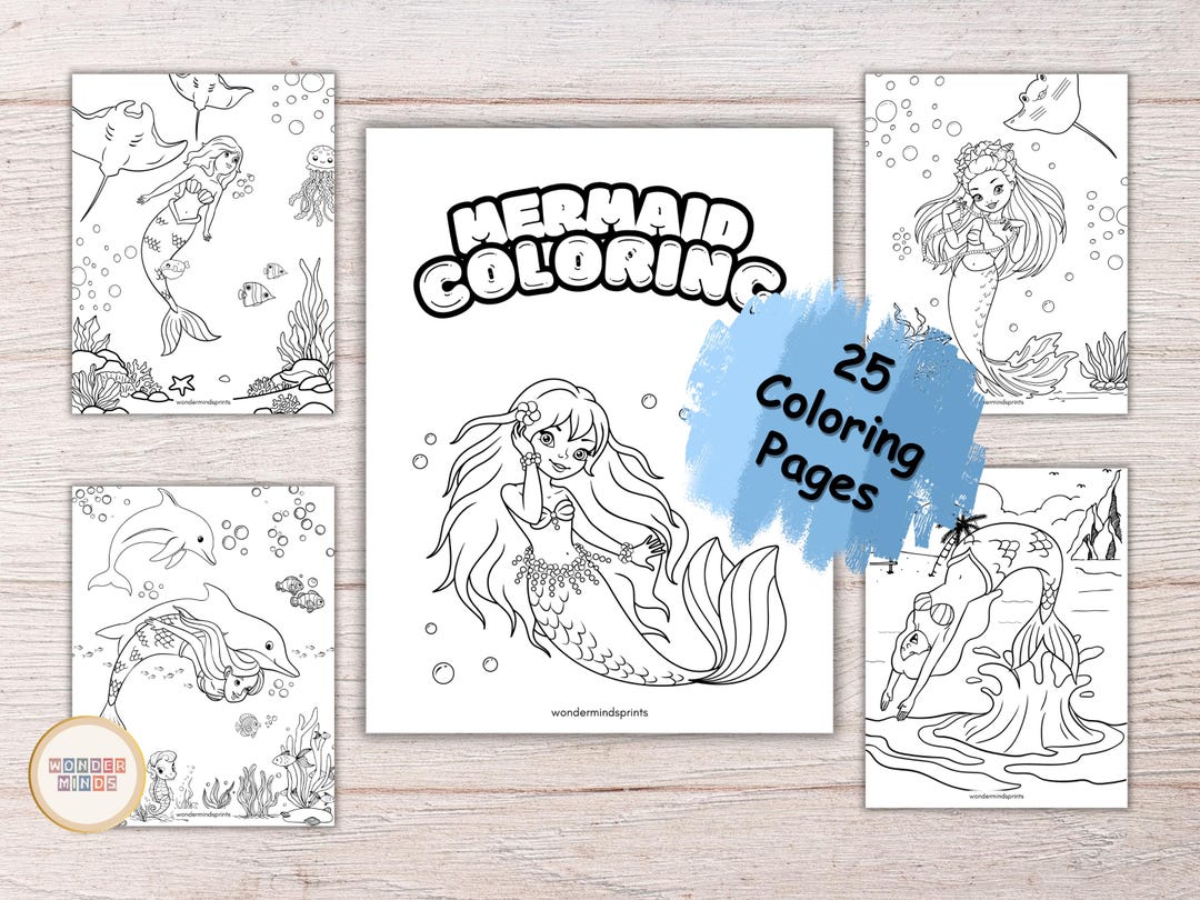 Printable Mermaid Coloring Pages, Mermaid Coloring Activity, Coloring ...