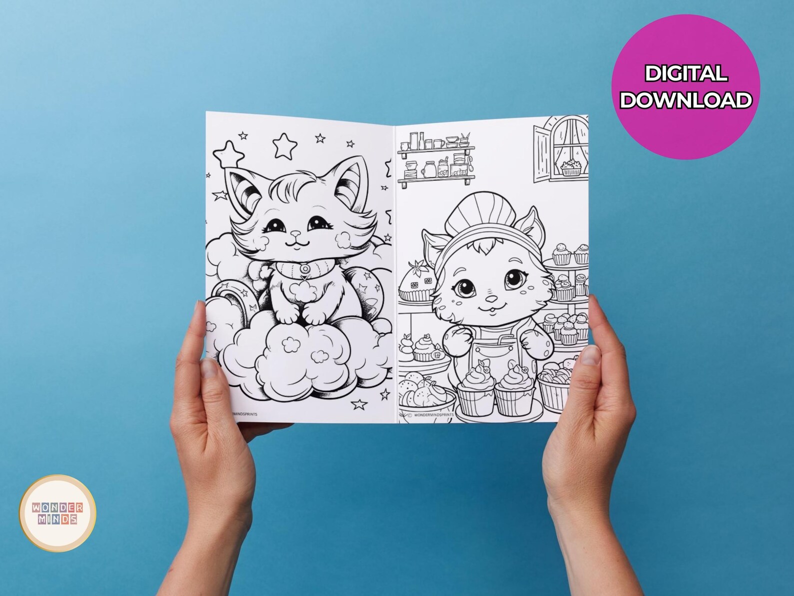 16 Cute Cat Theme Coloring Pages for Kids, Cat Coloring Pages, Coloring ...
