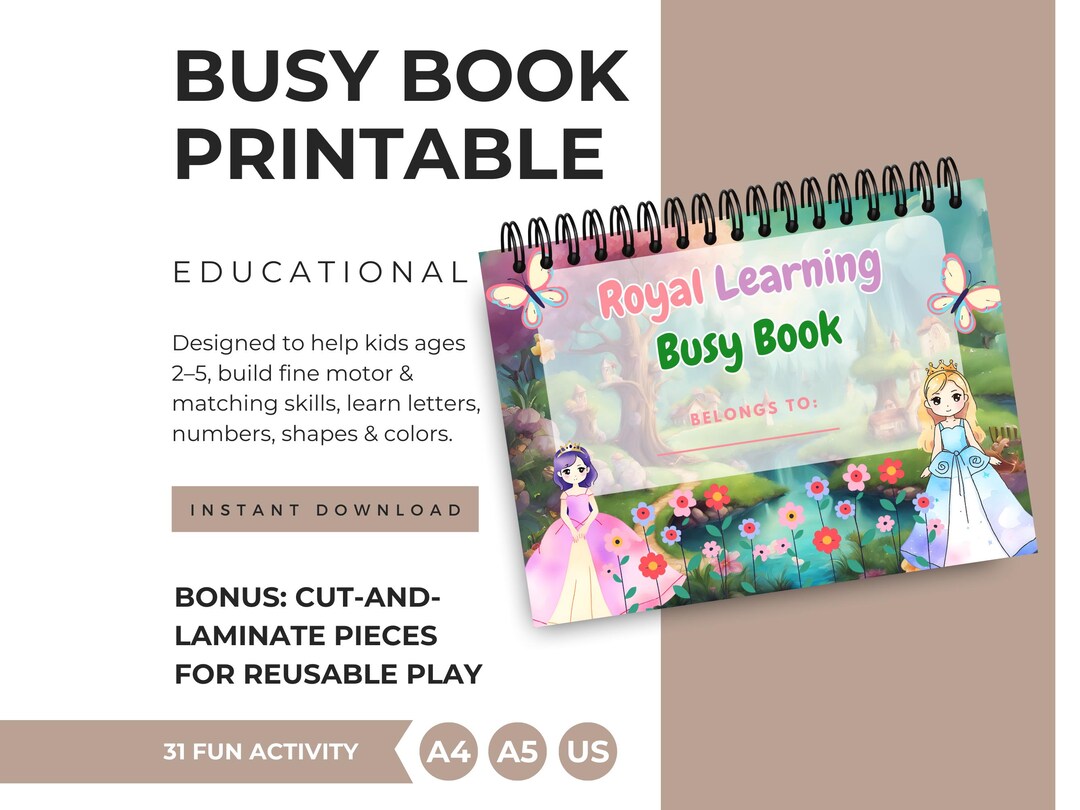 Busy Book Printable for Toddlers Interactive Activity Book Educational ...