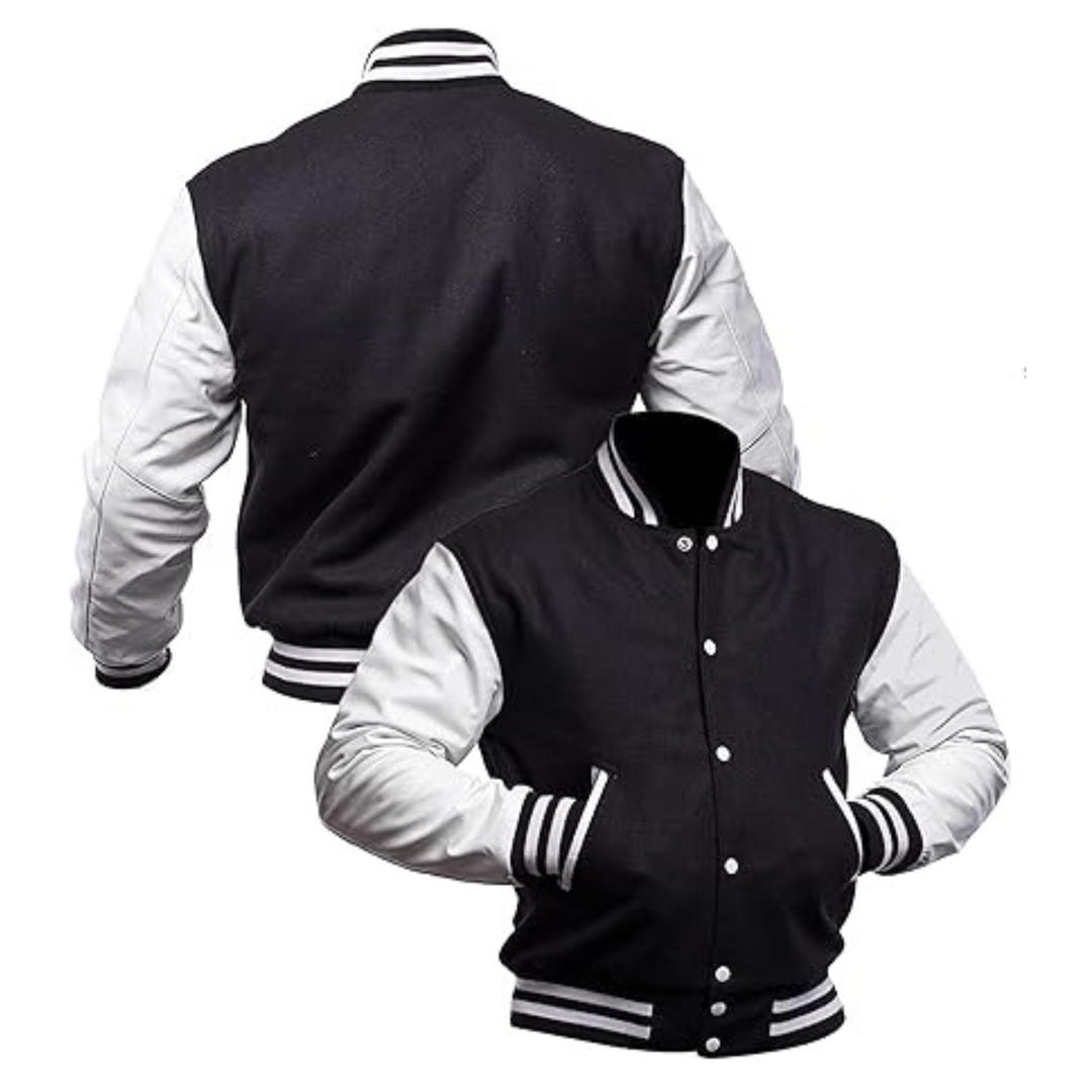Wool Varsity Jacket: Faux Leather Sleeves, American College Style - Etsy