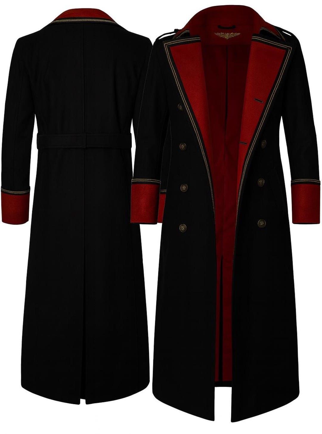 Cotton Military Trench Coat: Red Trim, Sci-fi Cosplay | Gift for Men - Etsy