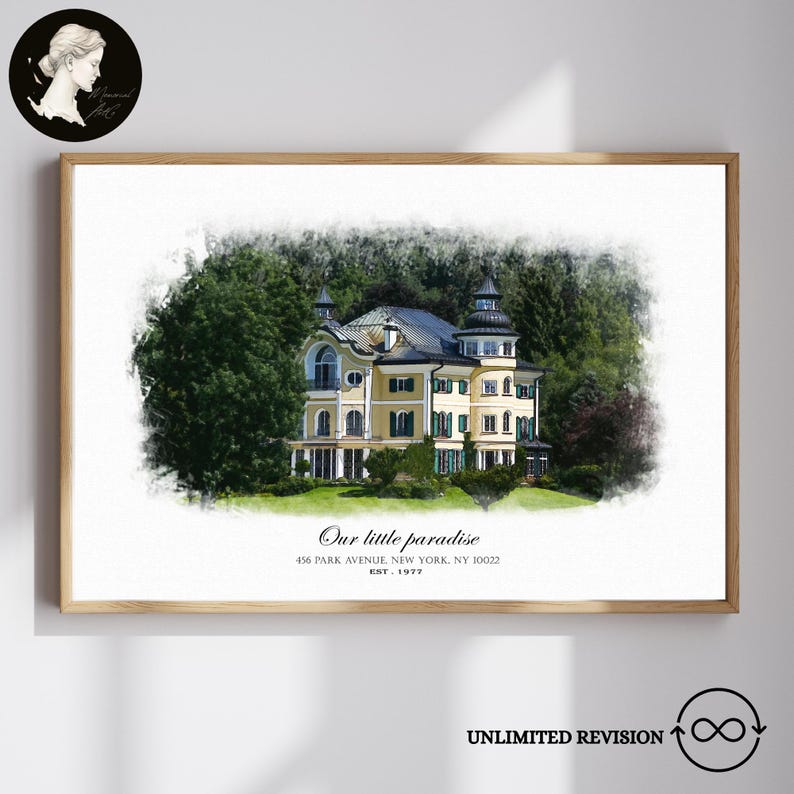 Custom House Watercolor Portrait From Photo Digital Delivery - Etsy