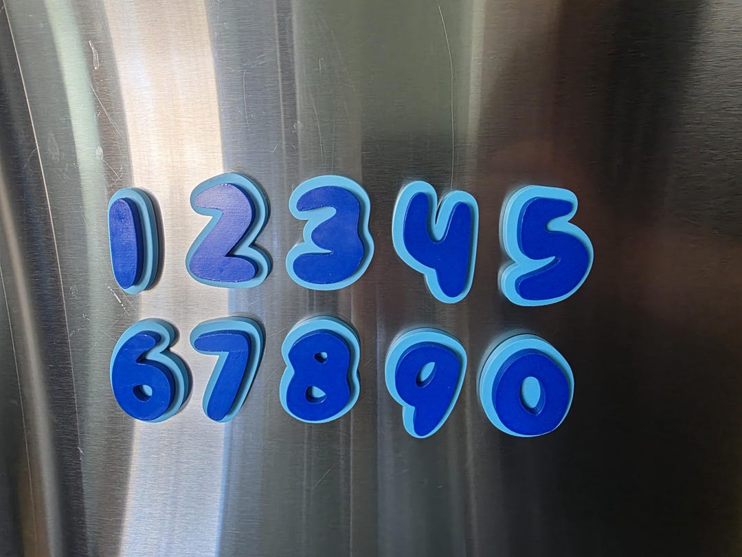 3D Printed Blue Cartoon Number Magnets | Layered Preschool Learning ...
