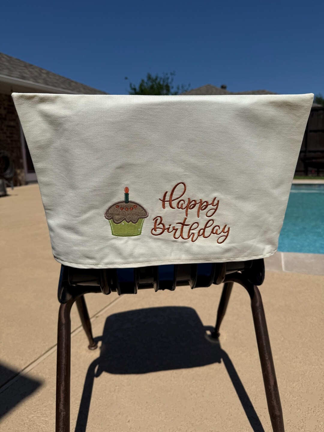 Embroidered Birthday Chair Cover, Cupcake Design, Teacher Gift - Etsy