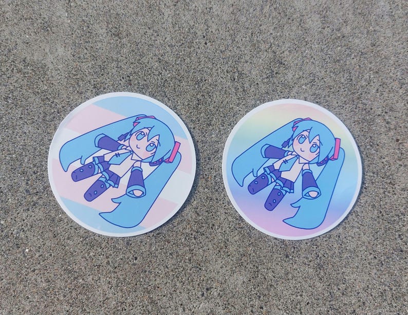 Chibi Fumo Hatsune Miku Sticker | Rainbow or Trans Flag Variant - Etsy