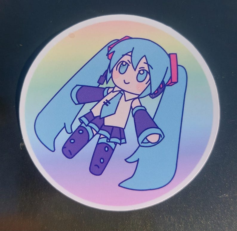 Chibi Fumo Hatsune Miku Sticker | Rainbow or Trans Flag Variant - Etsy