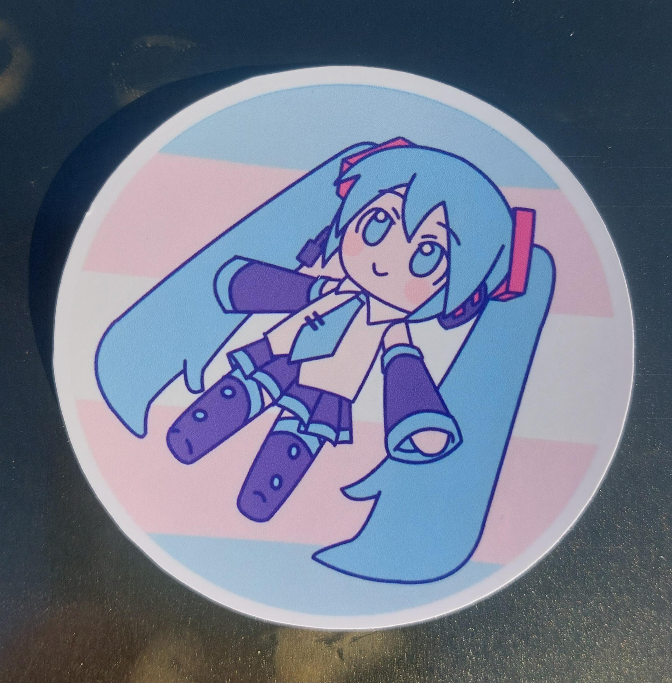 Chibi Fumo Hatsune Miku Sticker | Rainbow or Trans Flag Variant - Etsy