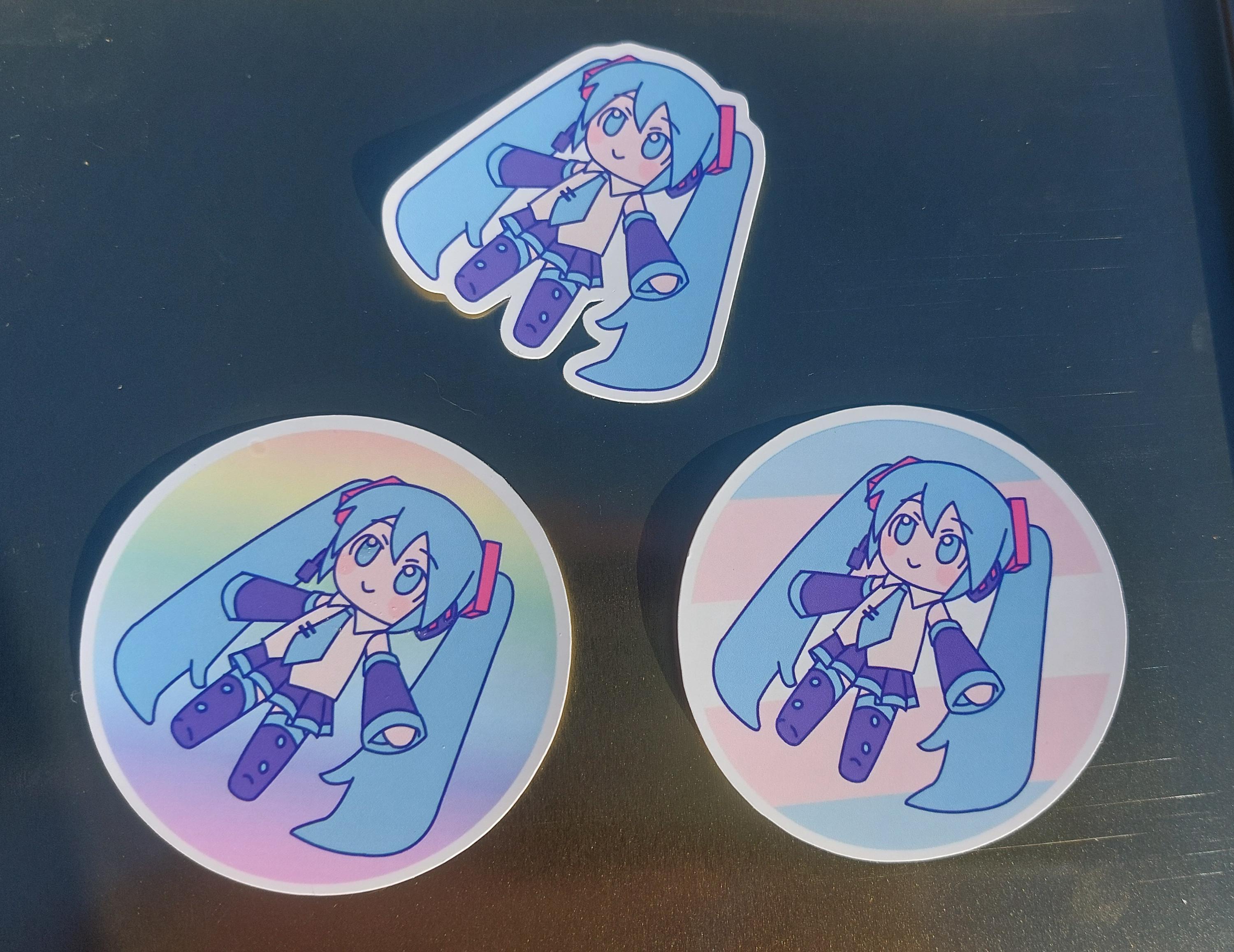 Chibi Fumo Hatsune Miku Sticker | Rainbow or Trans Flag Variant - Etsy