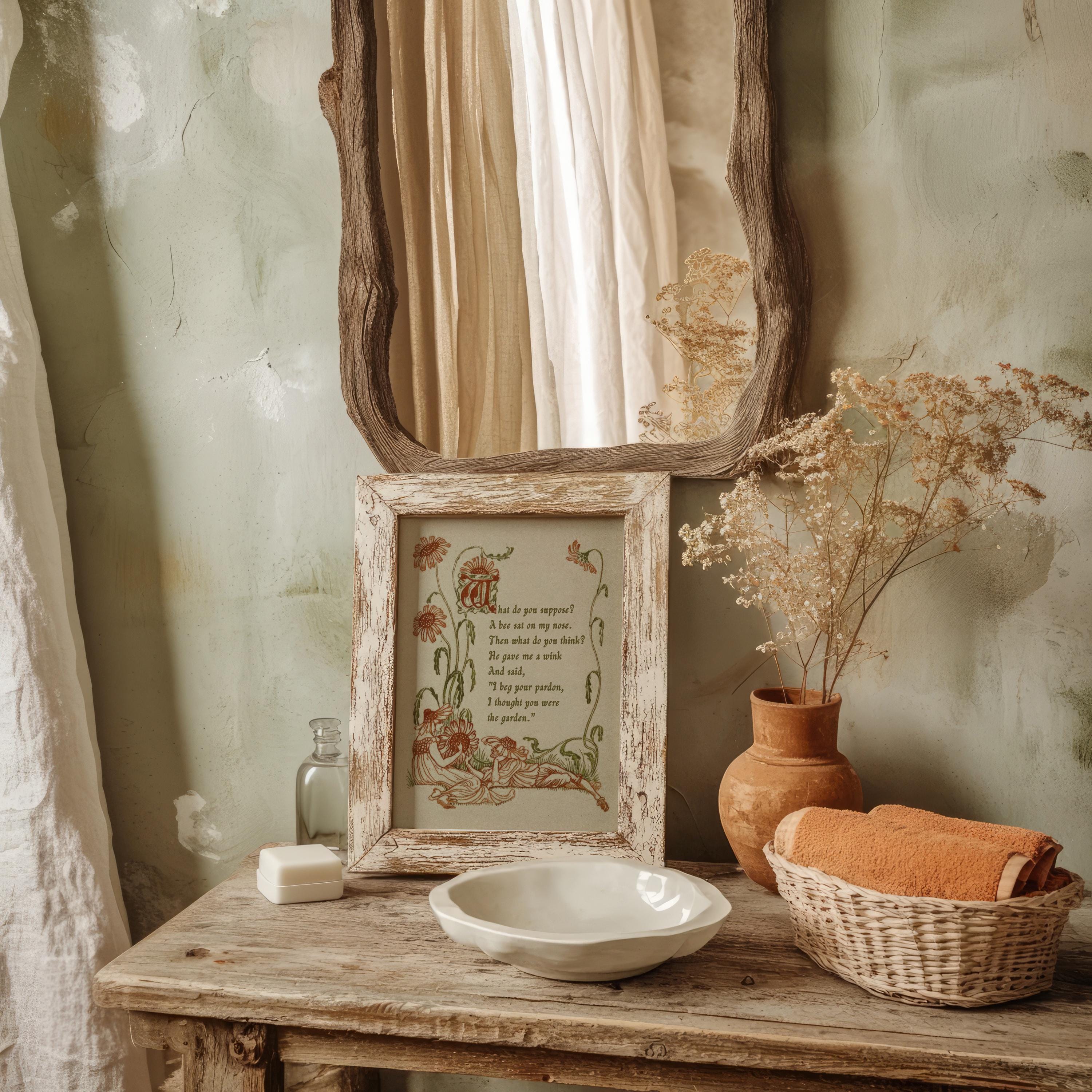 Whimsical Art Poem Print Bookshelf Decor, Vintage Nursery Art Nouveau ...