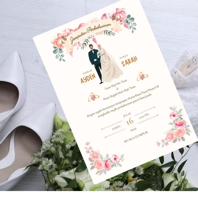 Editable Kad Kahwin, Wedding Invitation Template Editable E-invite Pink ...