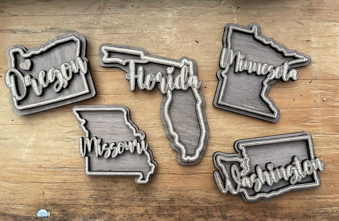 State Wood Magnets Custom Made Design - Etsy
