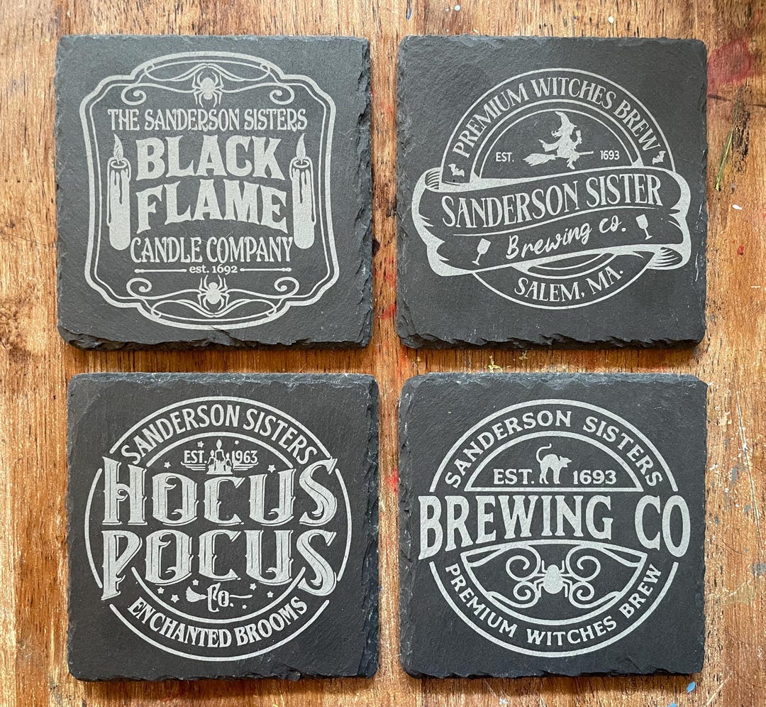 Hocus Pocus Laser Engraved Stone Slate Coaster Square Set of 4 free ...