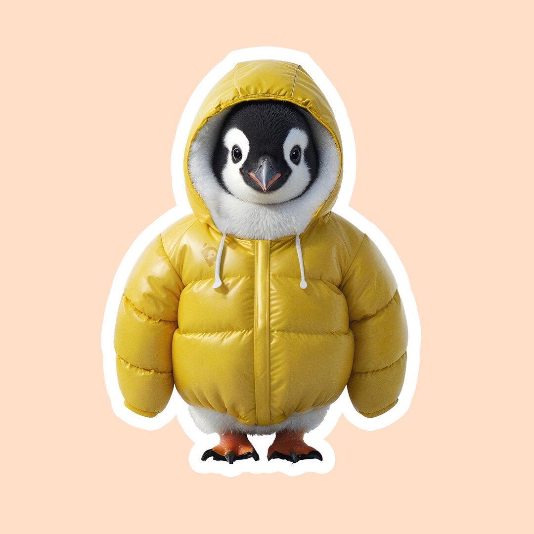 Baby Penguin Sticker | Cute Vinyl Sticker With Yellow Jacket | Perfect ...